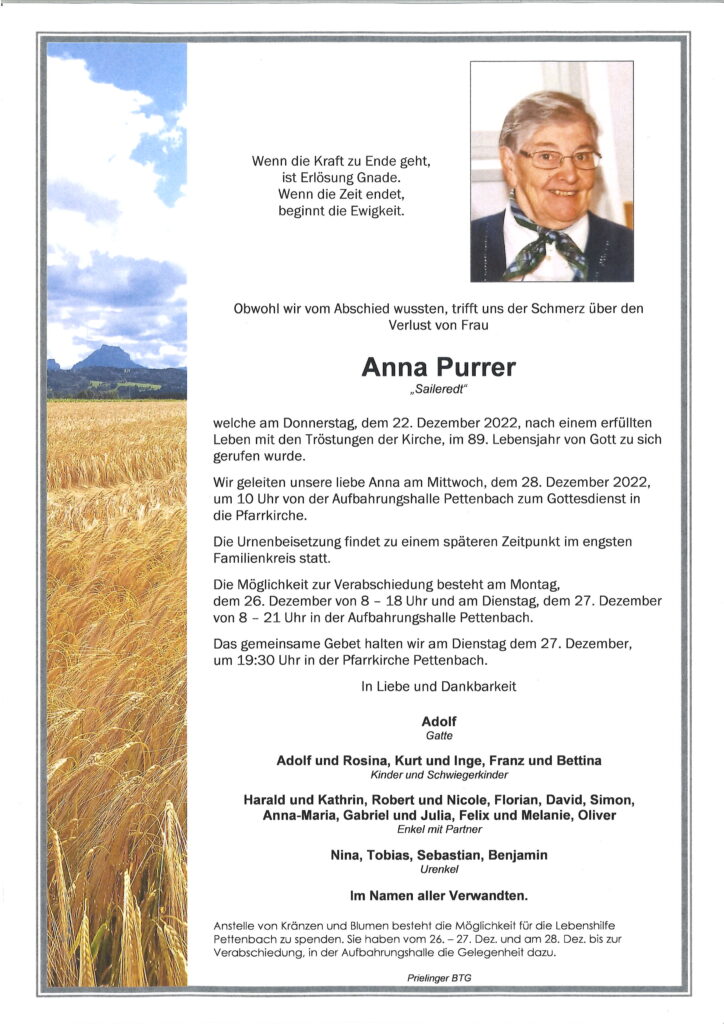 Anna Purrer | Bestattung Prielinger
