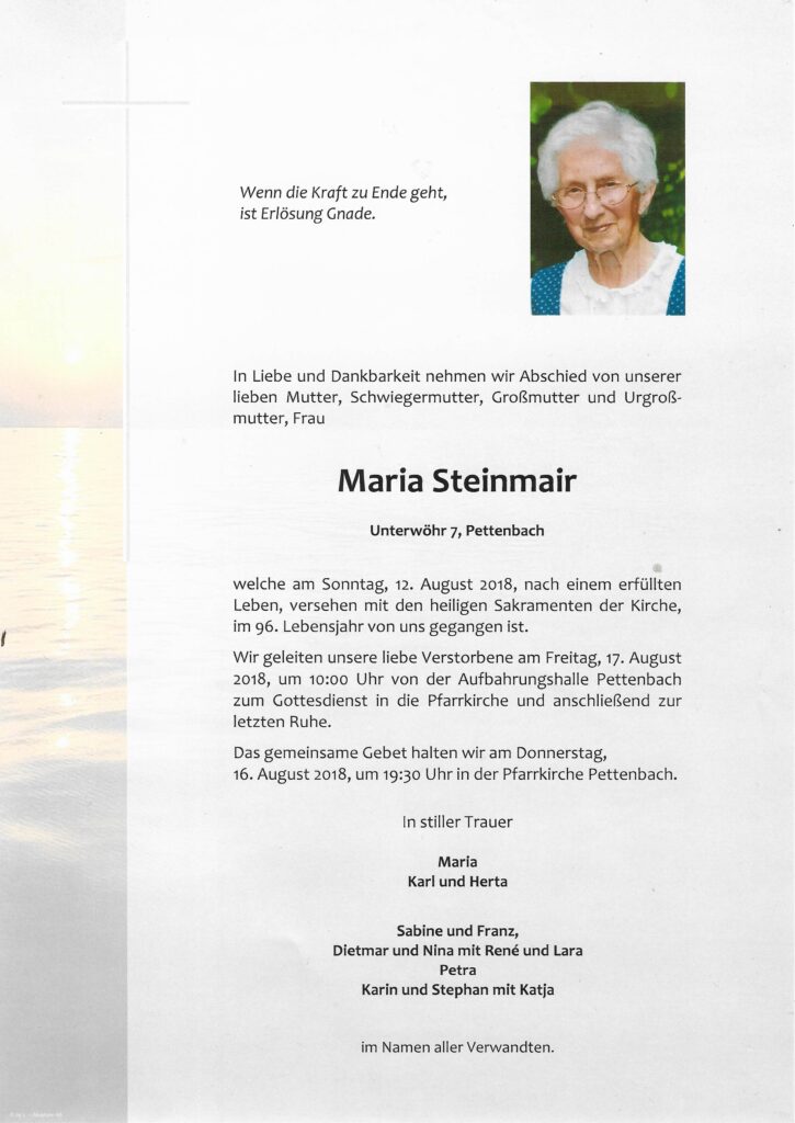 Maria Steinmair | Bestattung Prielinger